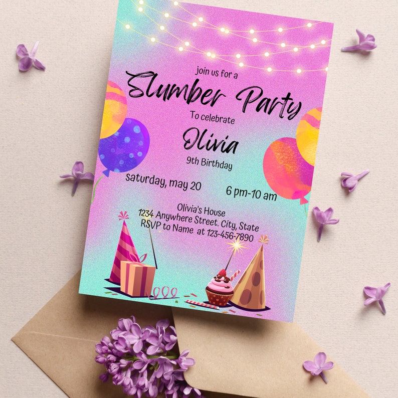 Editable Slumber Party Invitation Pajamas Party Slumber Party Invit