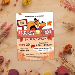 Turkey Trot Flyer 5k 10k Run Walk Thanksgiving Trot Fall School Run ...