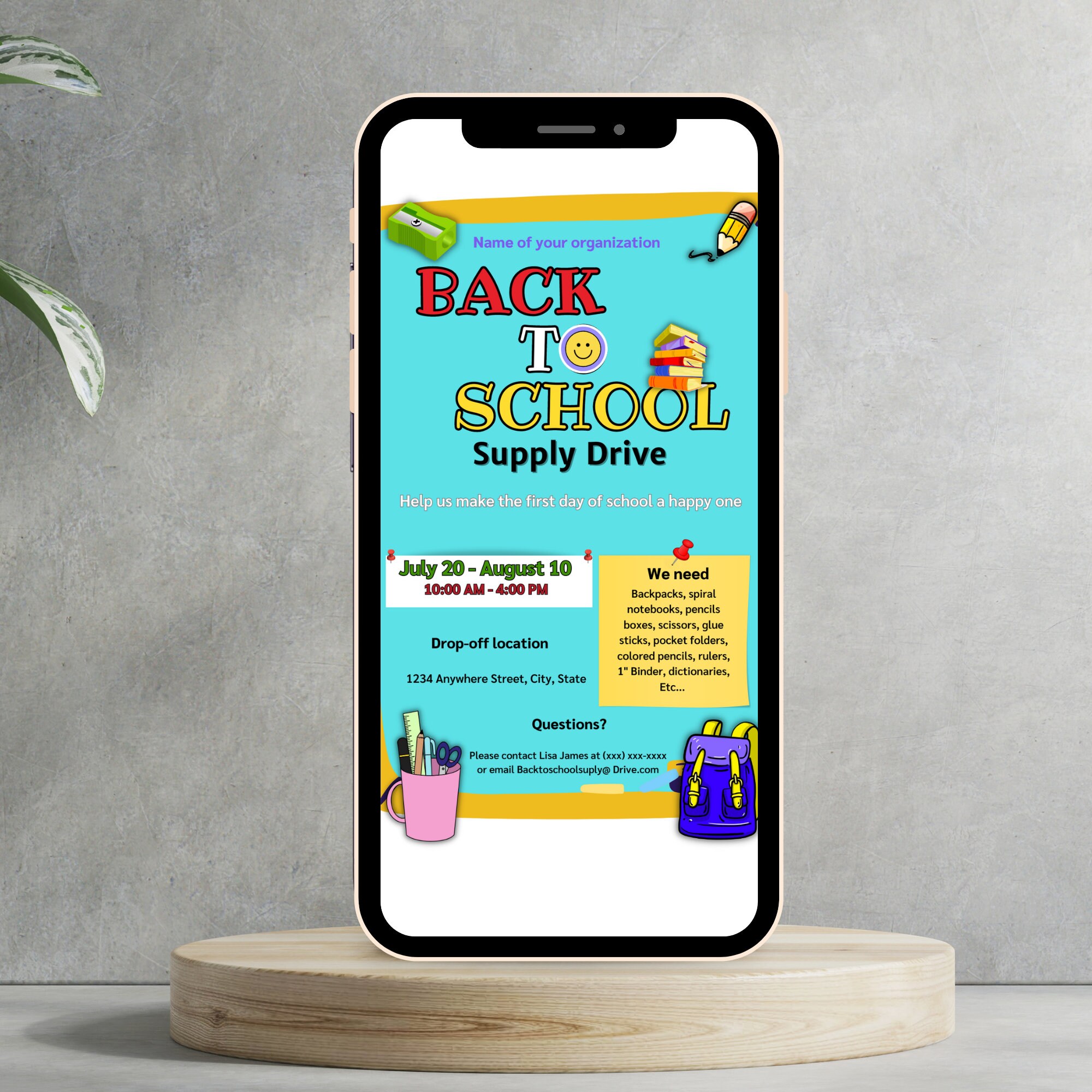 Back to School Supply Drive Flyer, Fundraiser Event, Supply Drive Flyer ...