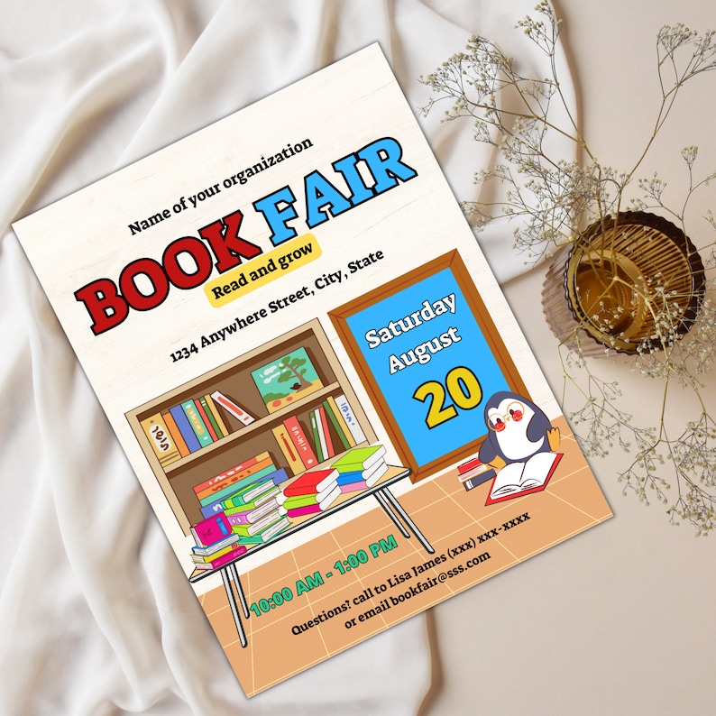 Book Fair Flyer Scholastic Book Fair Reading Party School Fundraiser ...