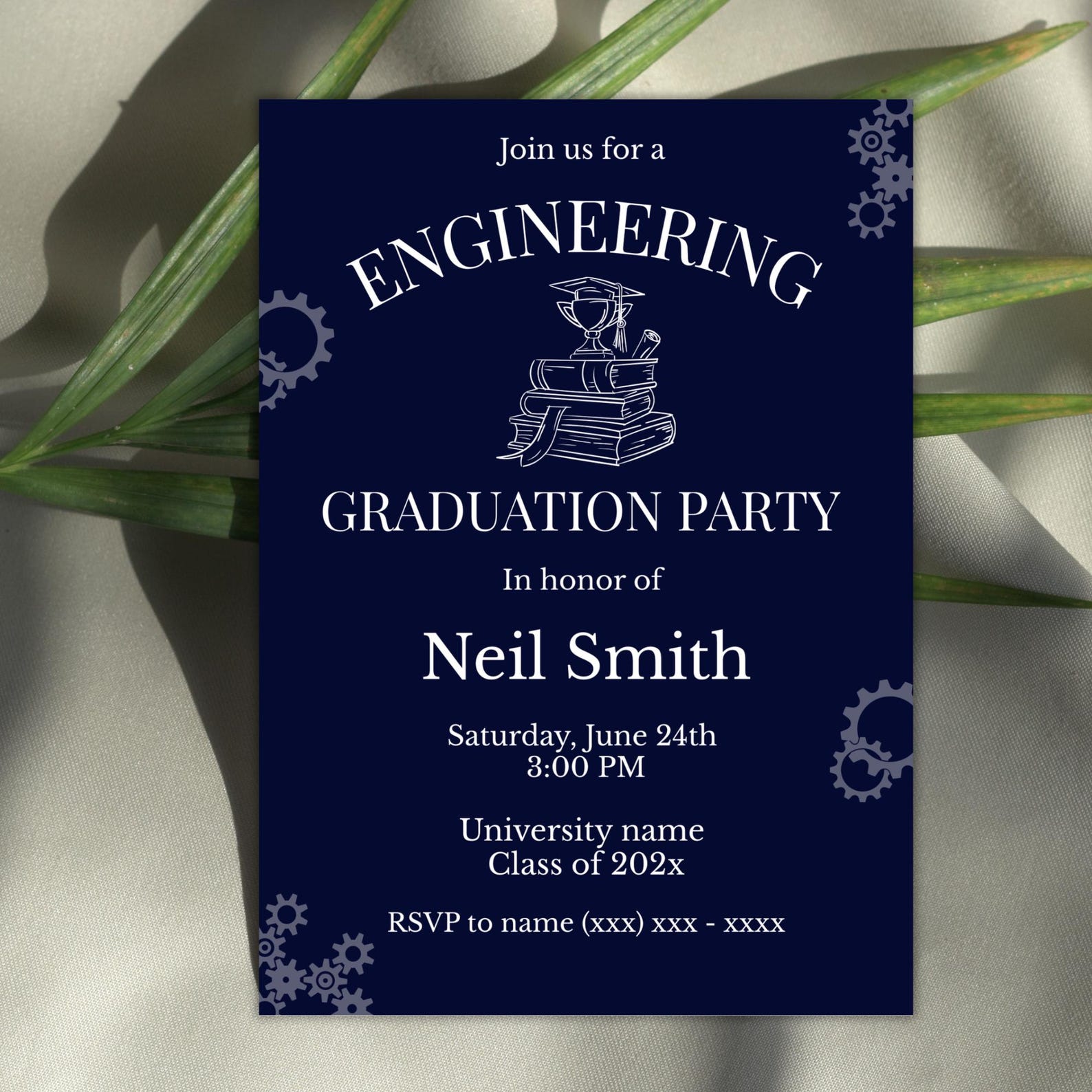 Engineering Graduation Party Invitation, Mechanical Engineer, Grad ...