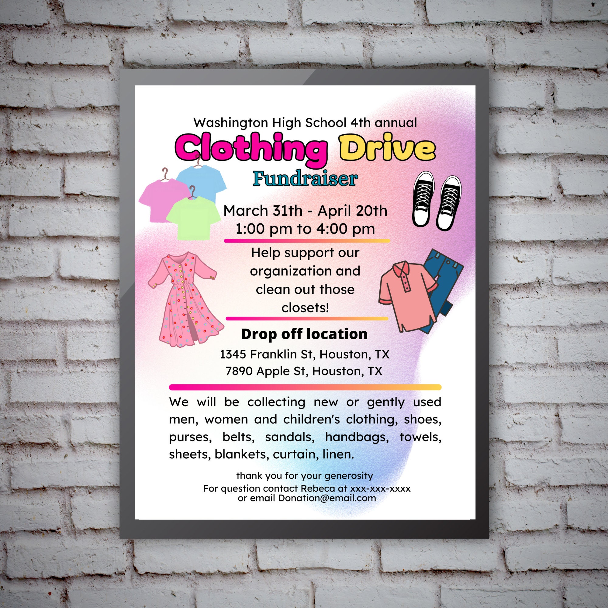 EDITABLE Clothing Drive Flyer, Editable Clothing Drive, School Church ...