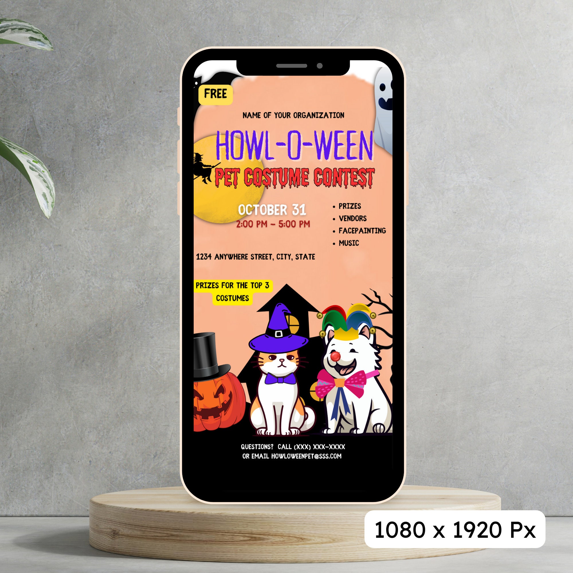 Howl-o-ween Pet Costume Contest Flyer, Halloween Dog, Pet Costume, It's ...