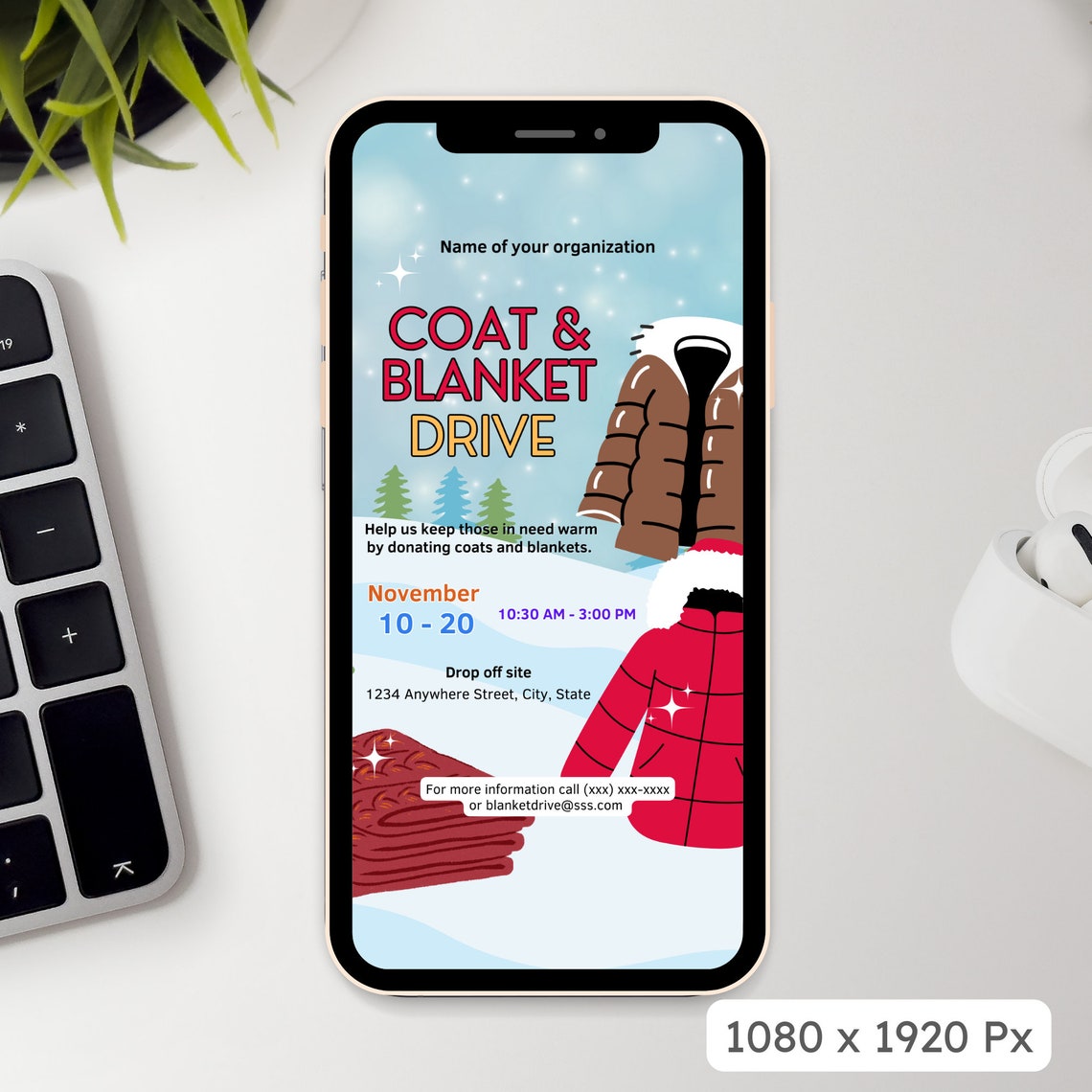 Coat and Blanket Drive Flyer, Winter Clothing, Charity Event, Warm ...