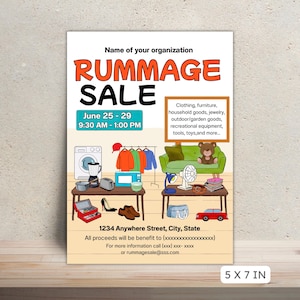Rummage Sale Flyer, Yard Sale Template, School Fundraiser, Fundraising ...