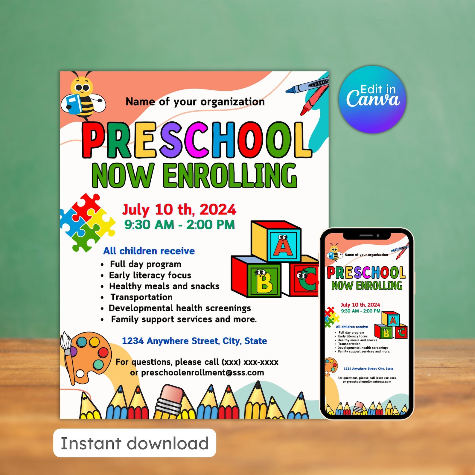 Preschool Now Enrolling Flyer, Open Enrollment, Early Childhood, School ...
