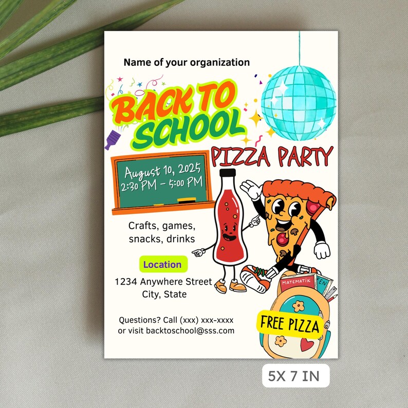 Back to School Pizza Party Flyer, Meet the Teacher, First Day of School ...