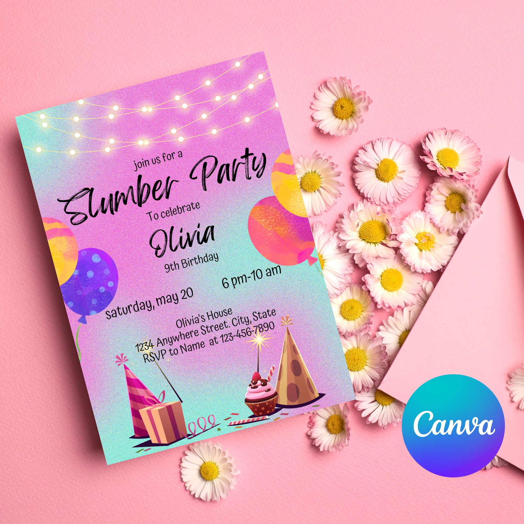 Editable Slumber Party Invitation Pajamas Party Slumber Party Invit ...