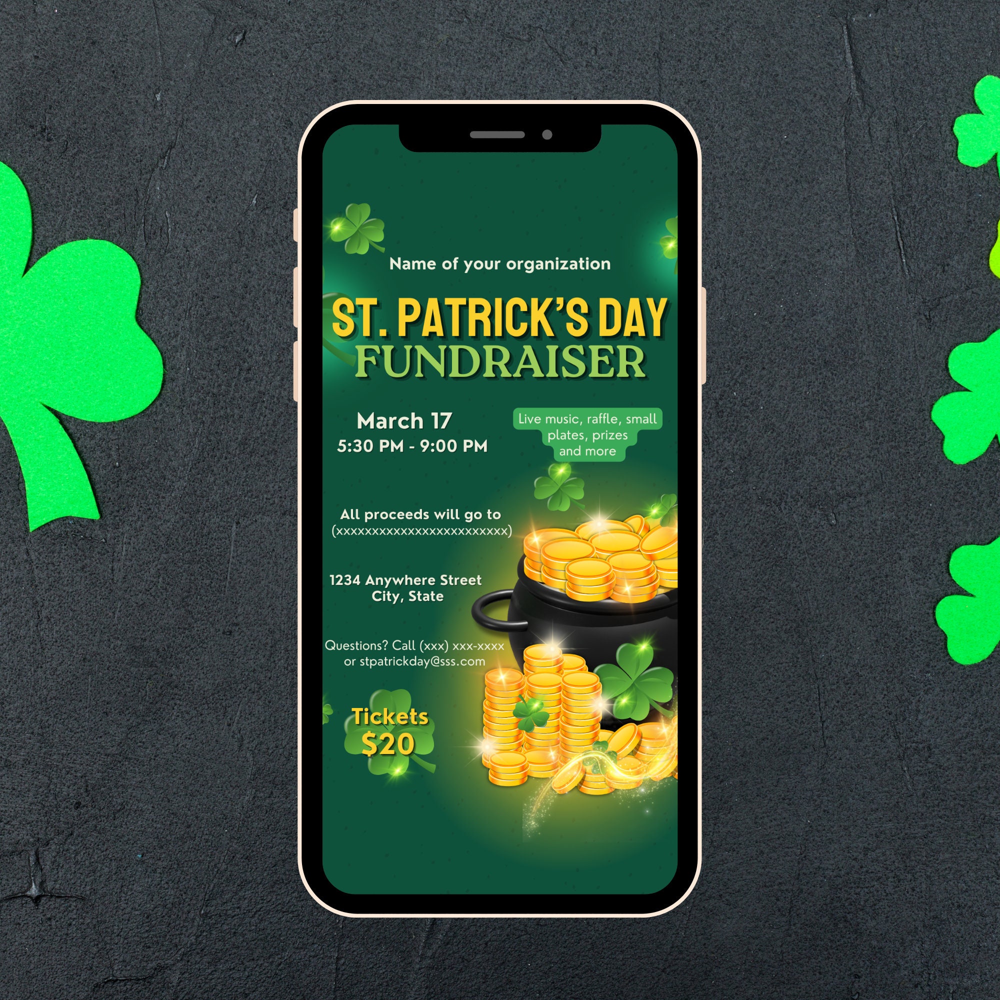 St. Patrick's Day Fundraiser Flyer March Shamrock Community Event ...