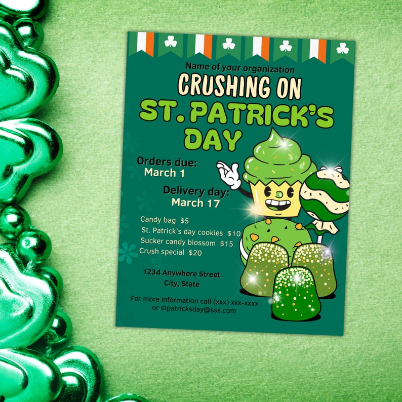 St. Patrick's Day Candy Gram Flyer: Editable Church Fundraiser (digital ...