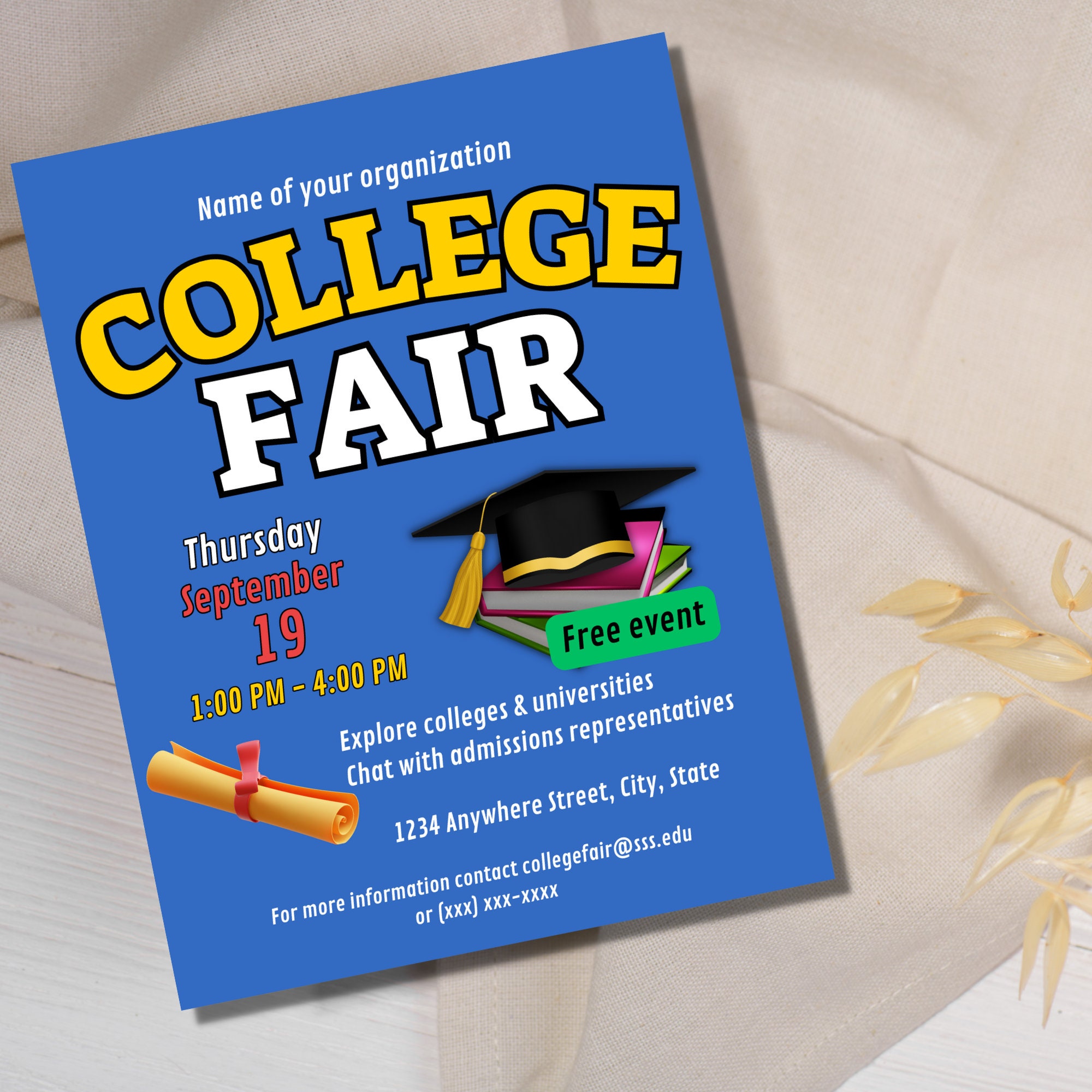 College Fair Flyer, Career Fair, Community School, College Graduation ...