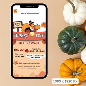 Turkey Trot Flyer 5k 10k Run Walk Thanksgiving Trot Fall School Run ...