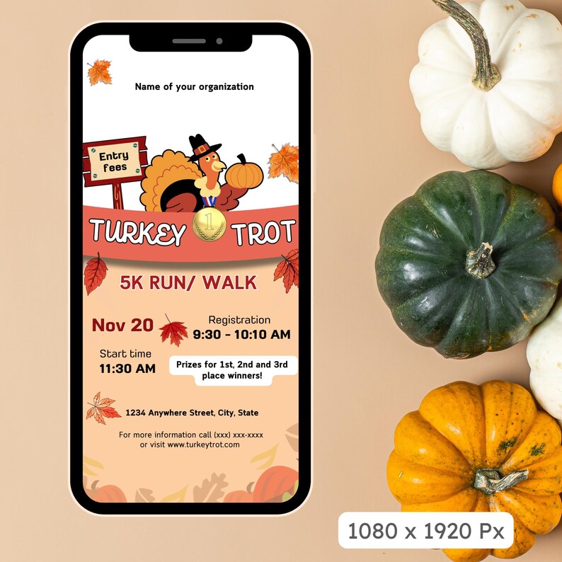 Turkey Trot Flyer 5k 10k Run Walk Thanksgiving Trot Fall School Run ...