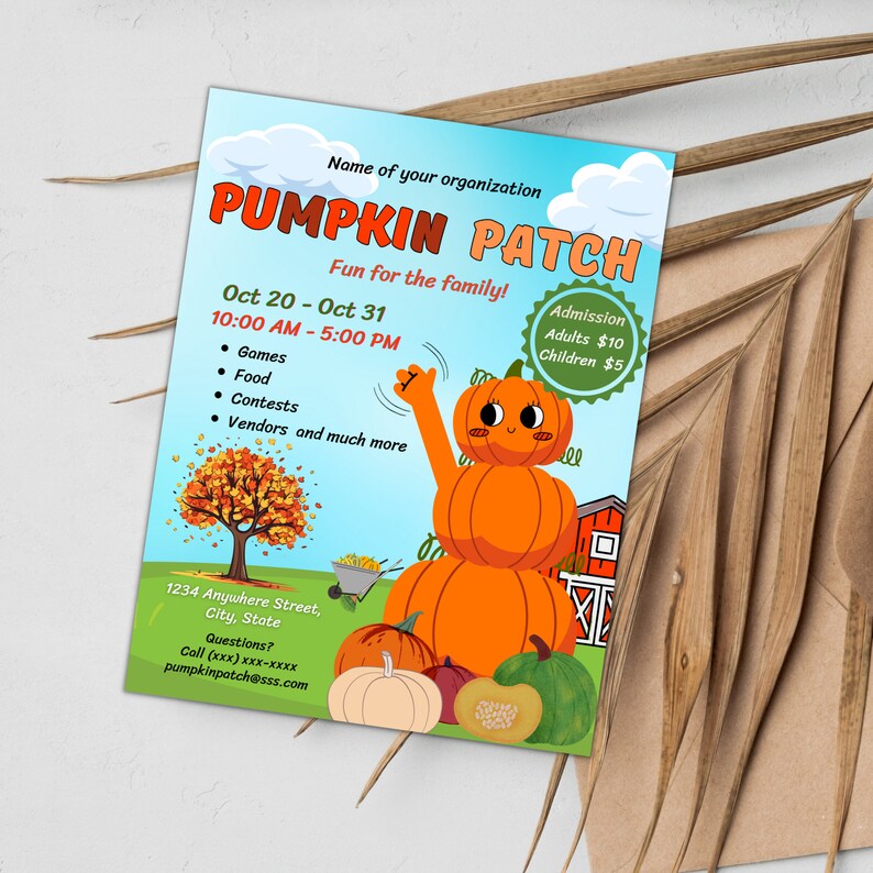 Pumpkin Patch Flyer, Fall Festival, Autumn Party Fest, Pumpkin ...