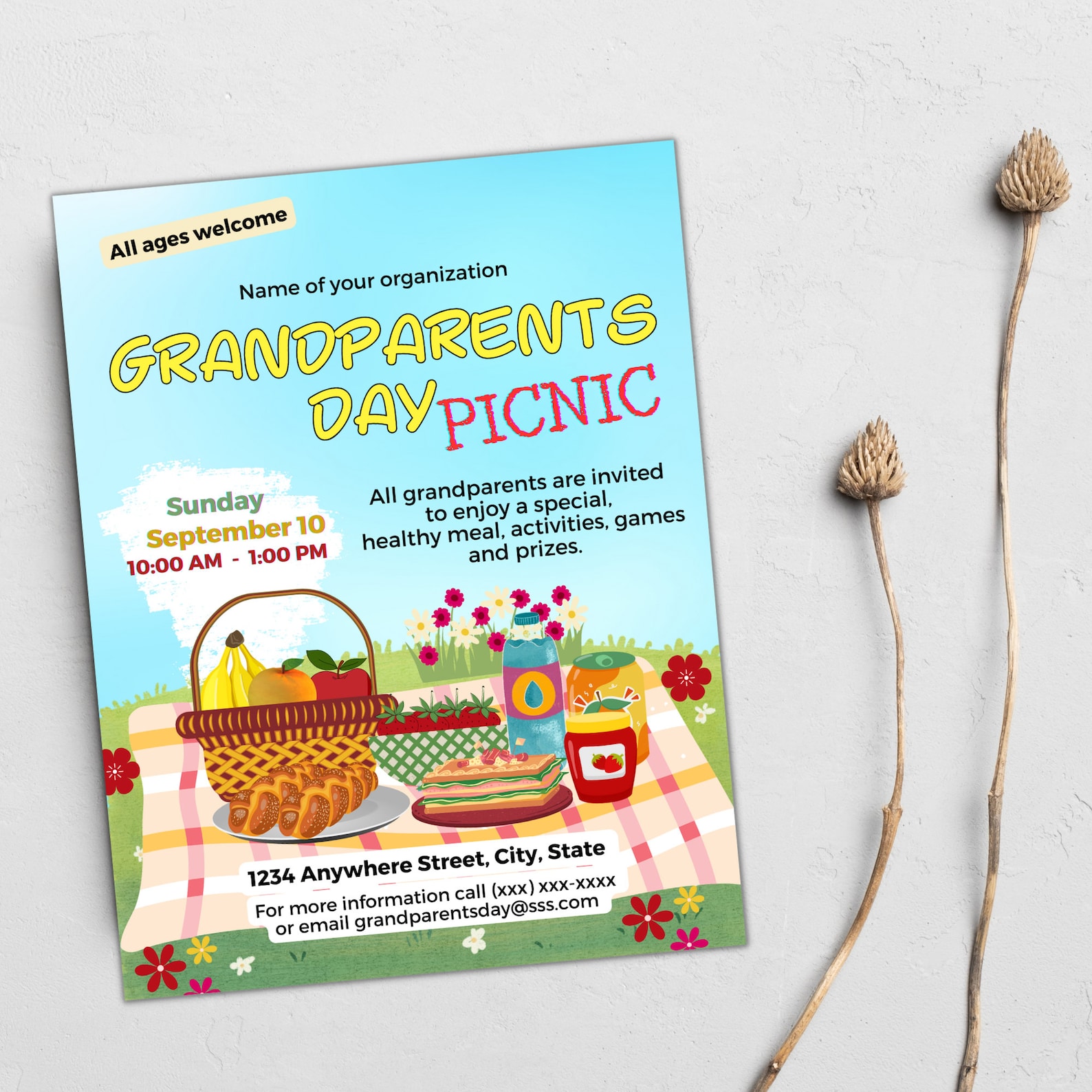 Grandparents Day Picnic Flyer, Breakfast Social, Grandparents Lunch ...