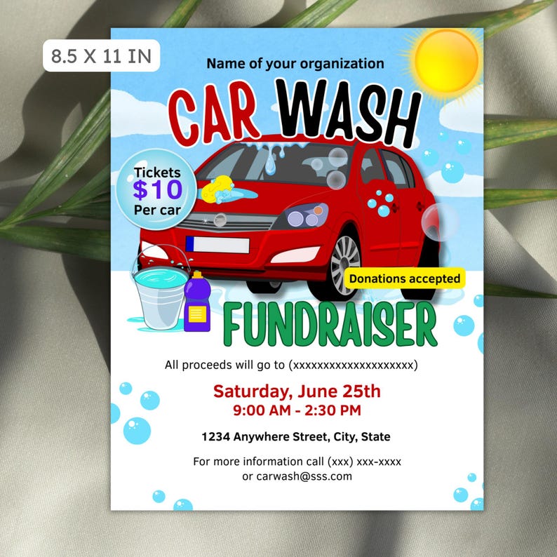 Car Wash Fundraiser Flyer, Automobile Clean, Car Repair, Team ...