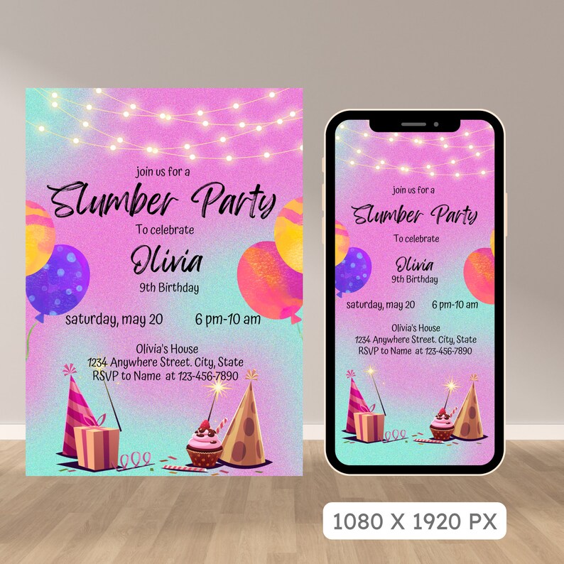 Editable Slumber Party Invitation Pajamas Party Slumber Party Invit ...