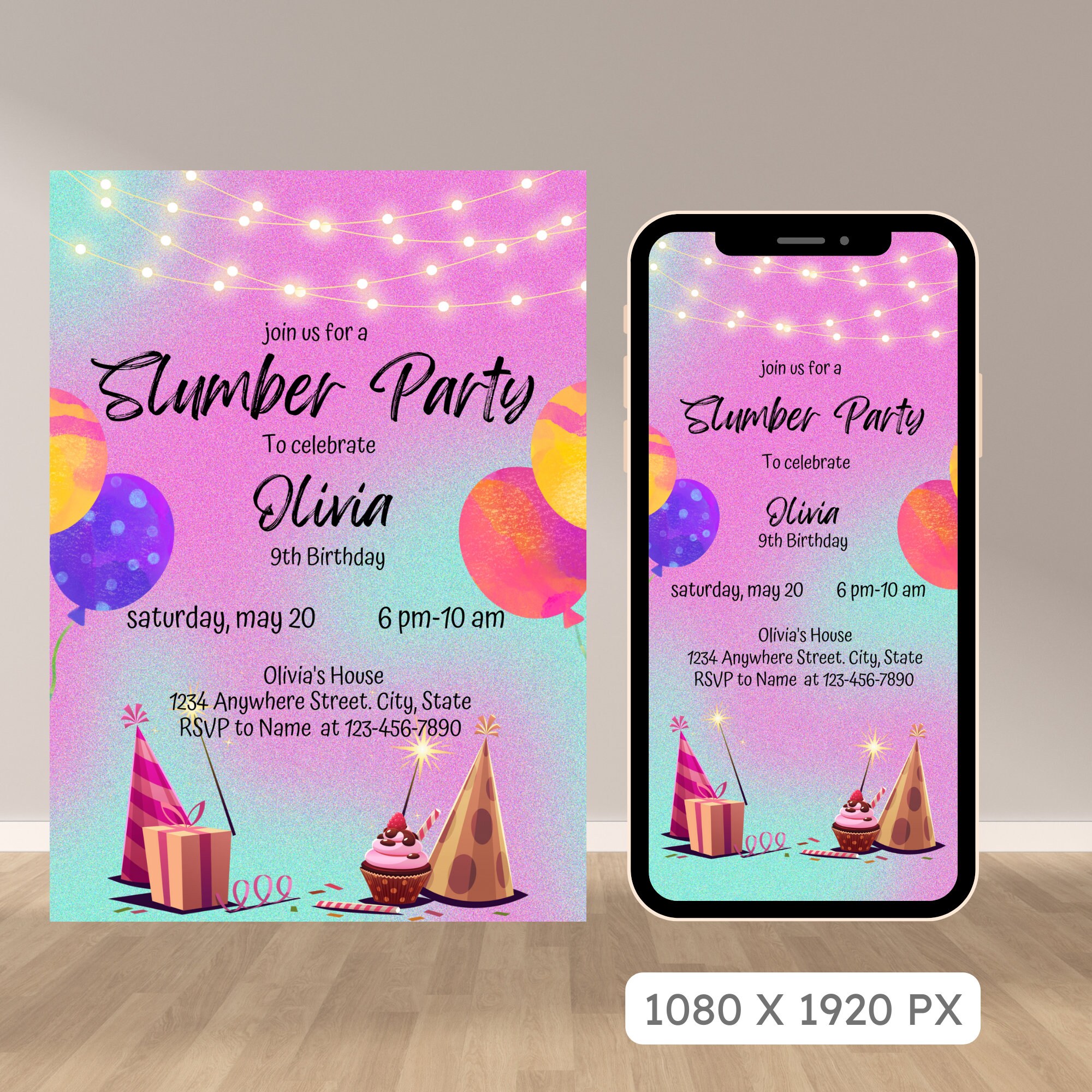 Editable Slumber Party Invitation Pajamas Party Slumber Party Invit
