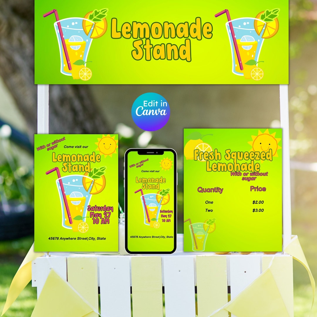 Lemonade Stand Kit, Fresh Squeezed, Kids Summer Activity, Preschool ...