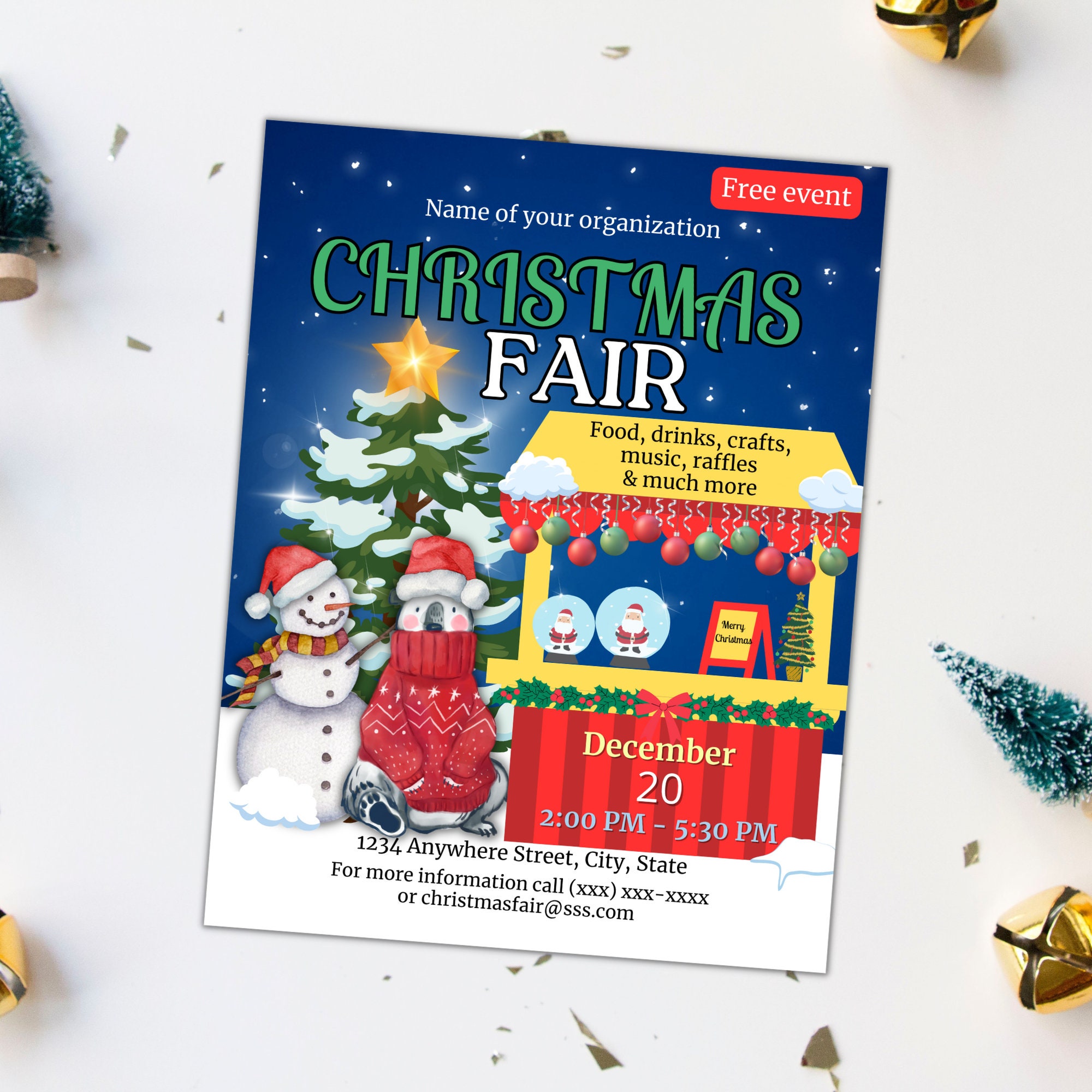 Christmas Fair Flyer Holiday Market Community Event Photos With Santa ...