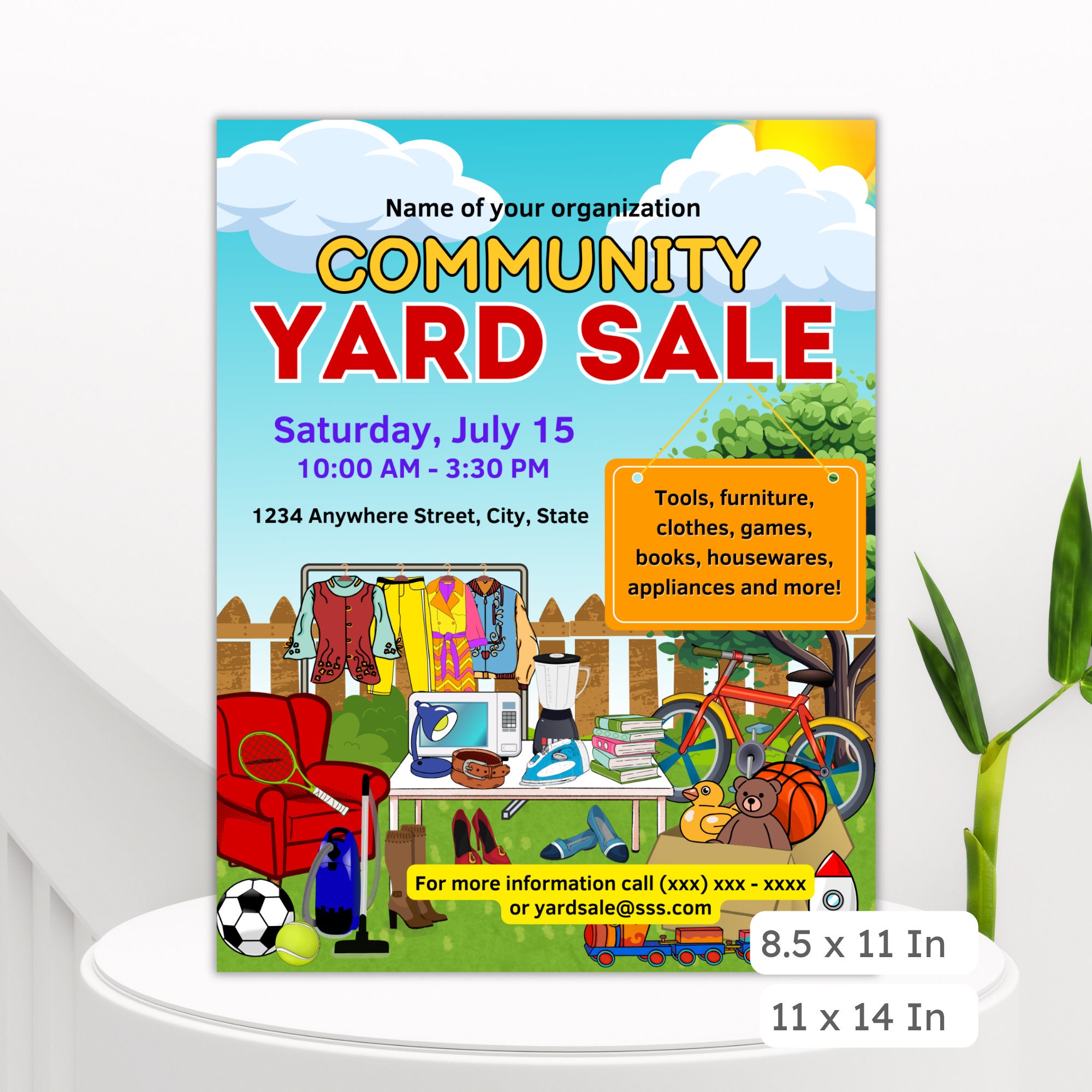 Community Yard Sale Flyer, Neighborhood Garage, Pta Flyer Yard Sale ...