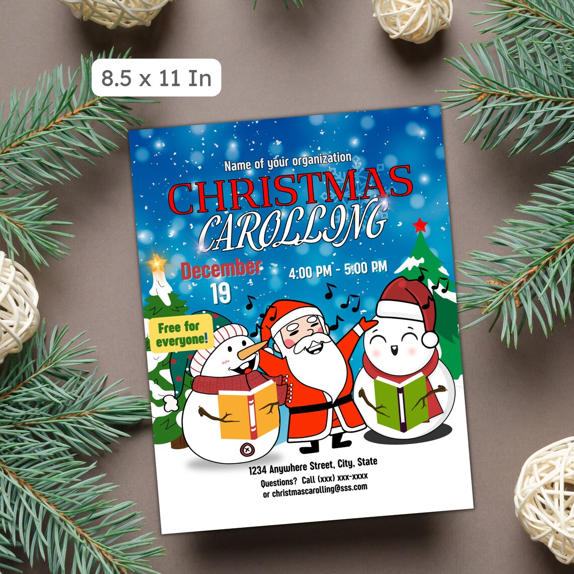 Christmas Carolling Flyer, Church School Event, Holiday Special ...