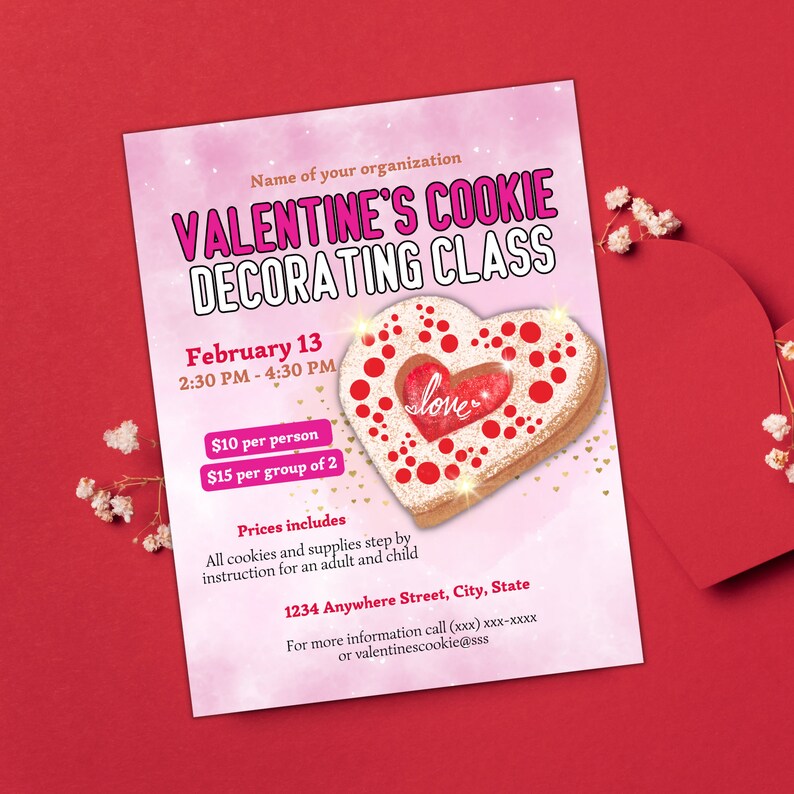 Valentine's Cookie Decorating Class Flyer: Editable Printable (instant ...