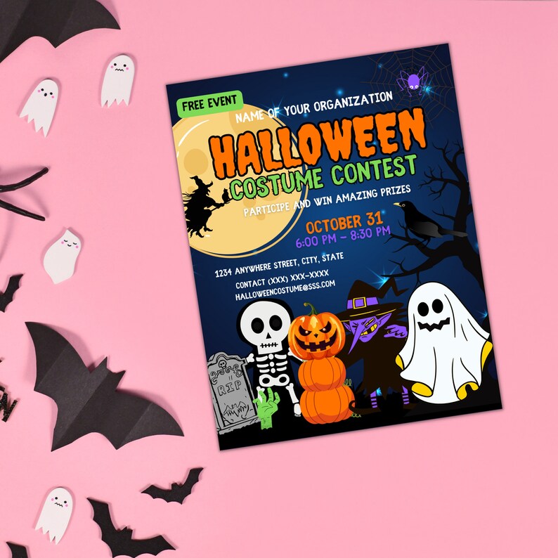 Halloween Costume Contest Flyer, Party Invitation, School Pto Pta, Kids ...