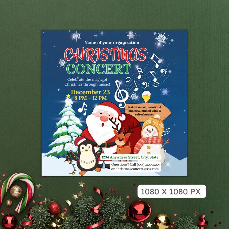 Christmas Concert Flyer, Recital Invitation, Church School Event ...