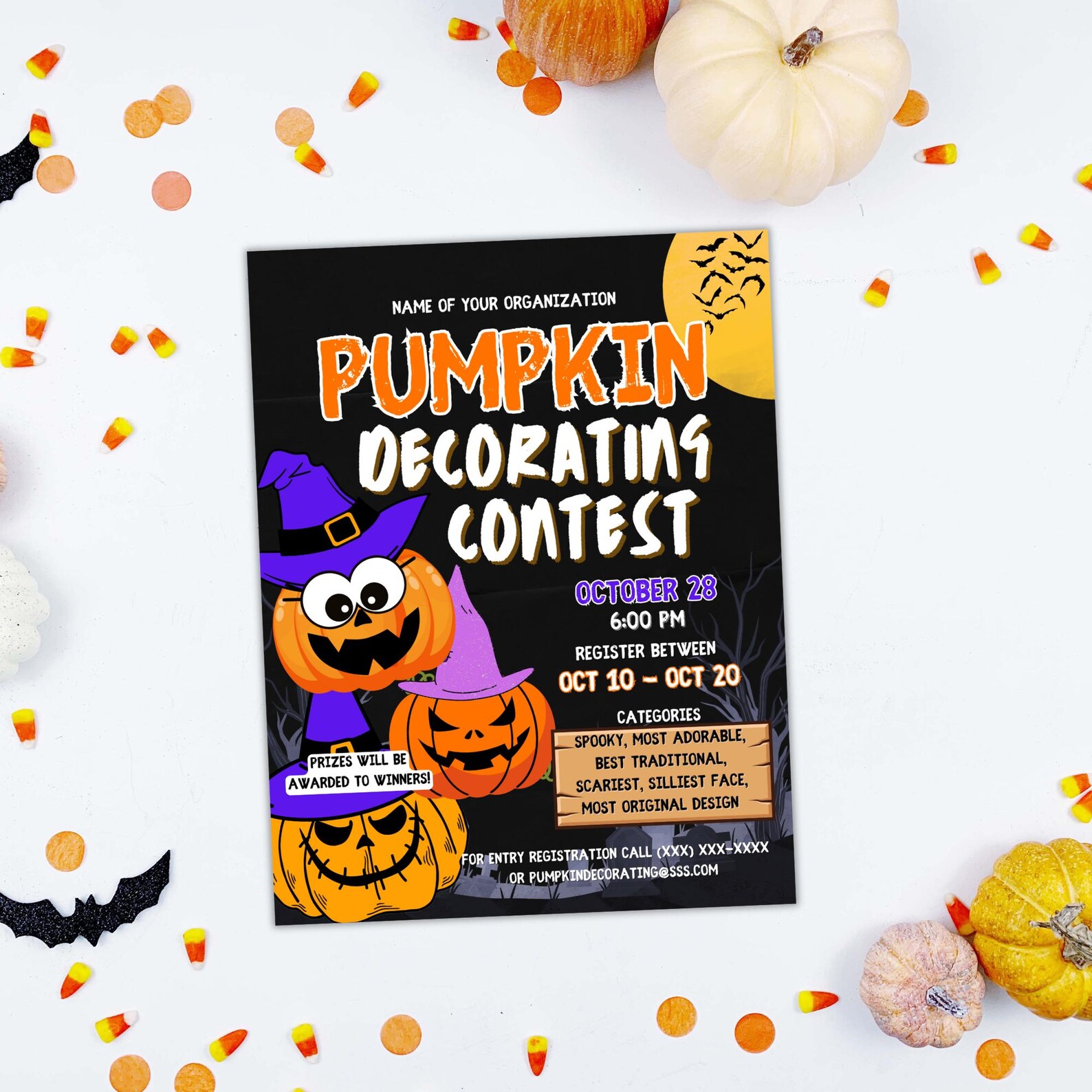 Pumpkin Decorating Contest Flyer, Community Event, Halloween Party ...