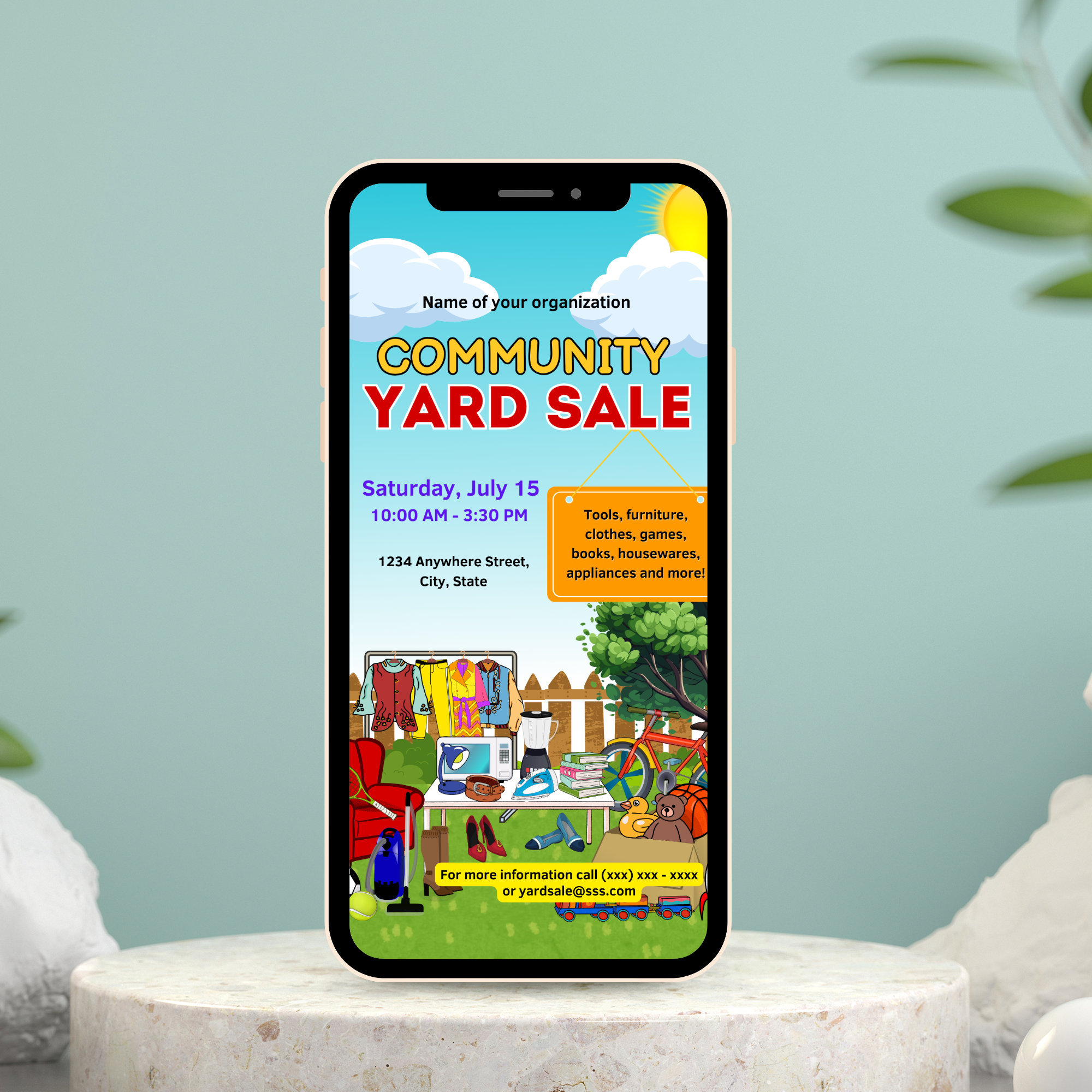 Community Yard Sale Flyer, Neighborhood Garage, Pta Flyer Yard Sale ...