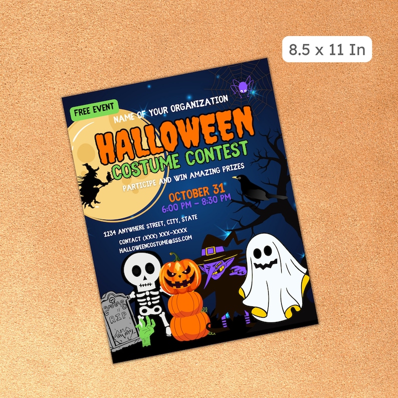 Halloween Costume Contest Flyer, Party Invitation, School Pto Pta, Kids ...