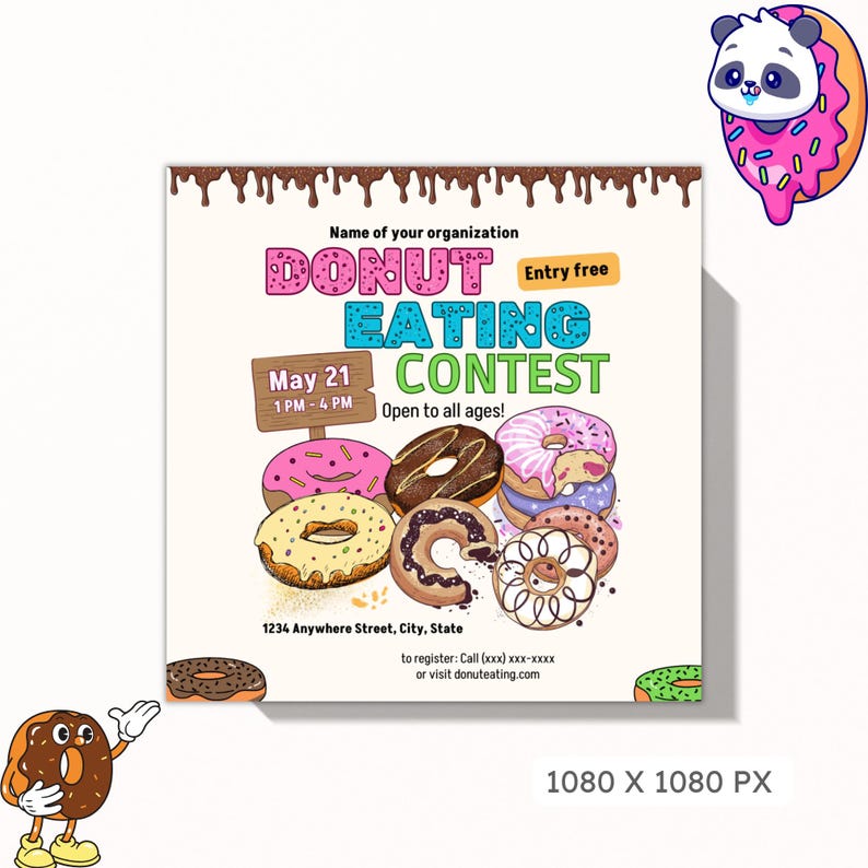 Donut Eating Contest Flyer Competition Ideas Community Event Doughnut ...