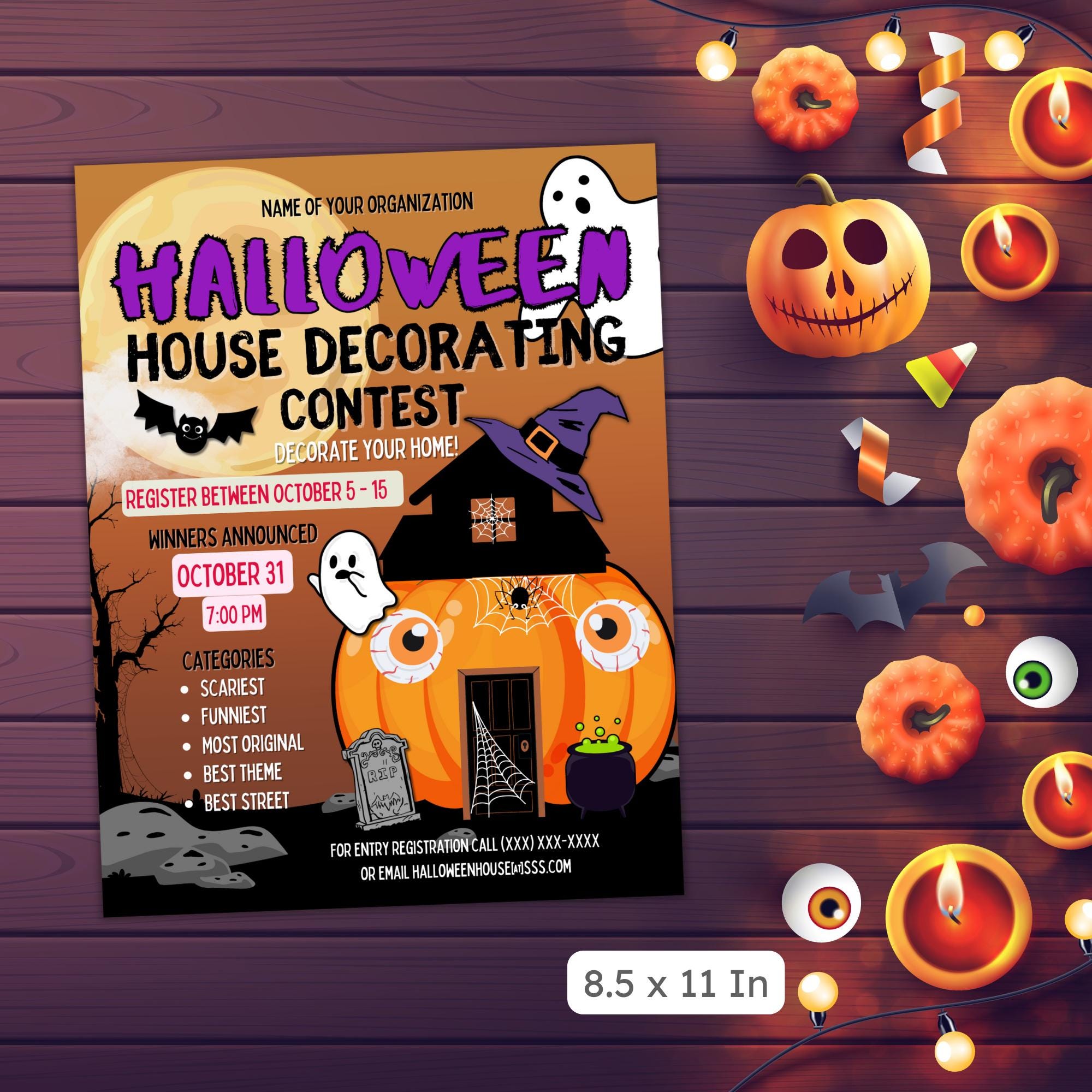 Halloween House Decorating Contest Flyer, Haunted House, Costume Party ...