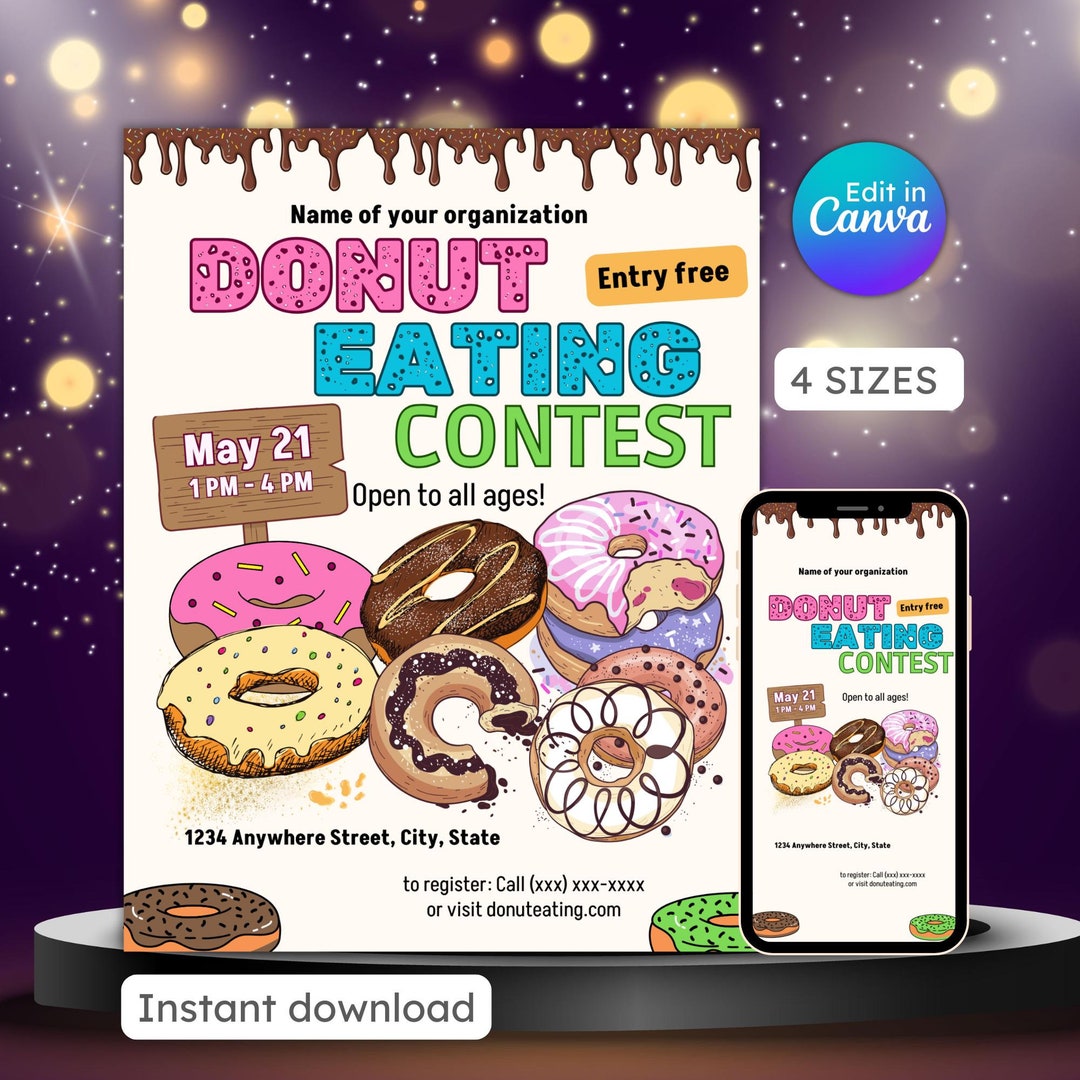Donut Eating Contest Flyer Competition Ideas Community Event Doughnut ...