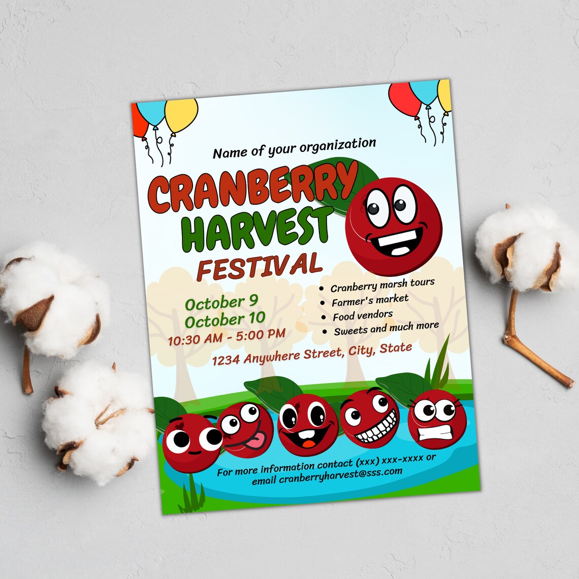 Cranberry Harvest Festival Flyer, Abundant Autumn, Community Event ...