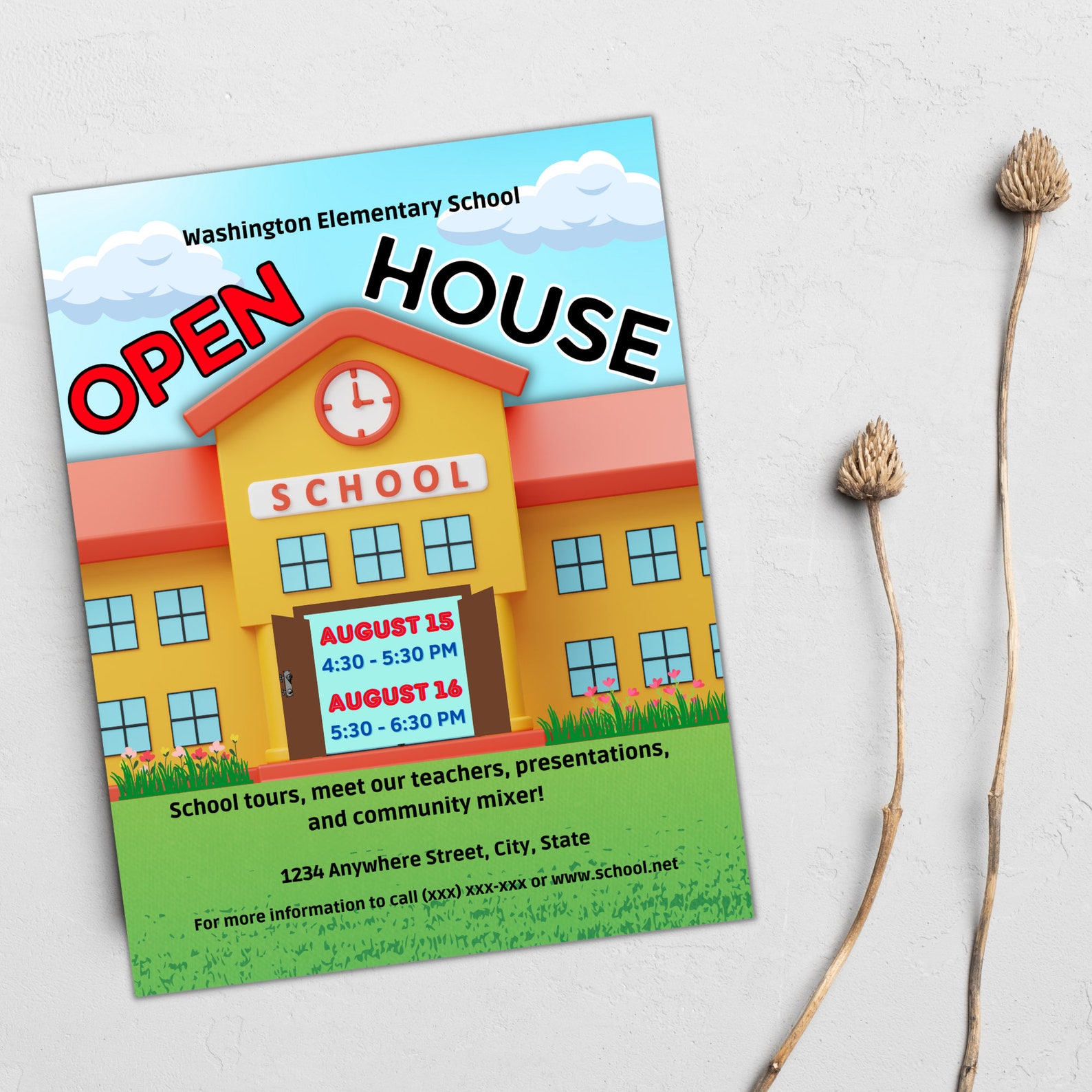 School Open House Flyer, Meet the Teacher, School Fundraiser, Pta Pto ...