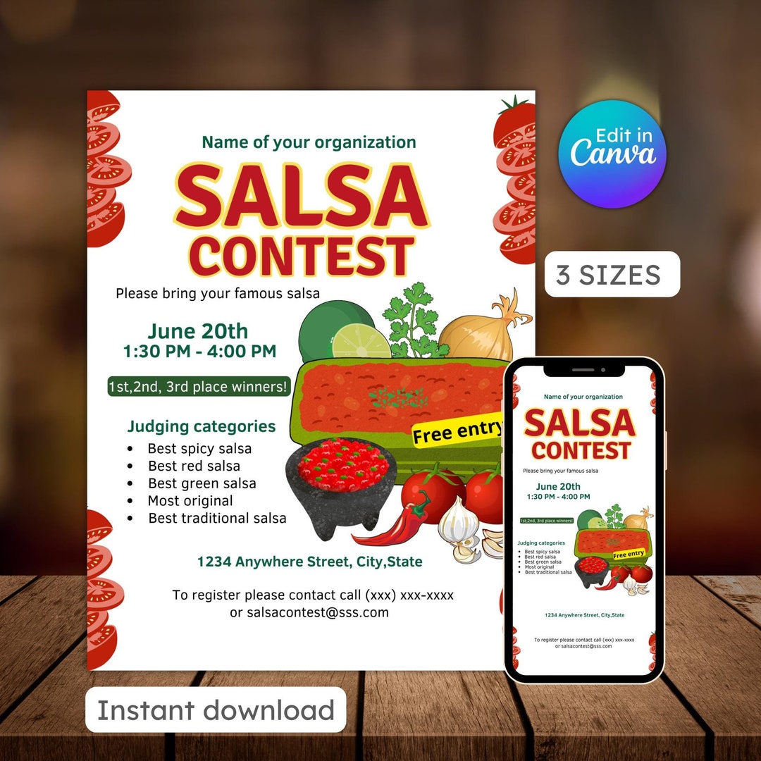 Salsa Contest Flyer, Cooking Competition, Salsa Showdown, Community ...