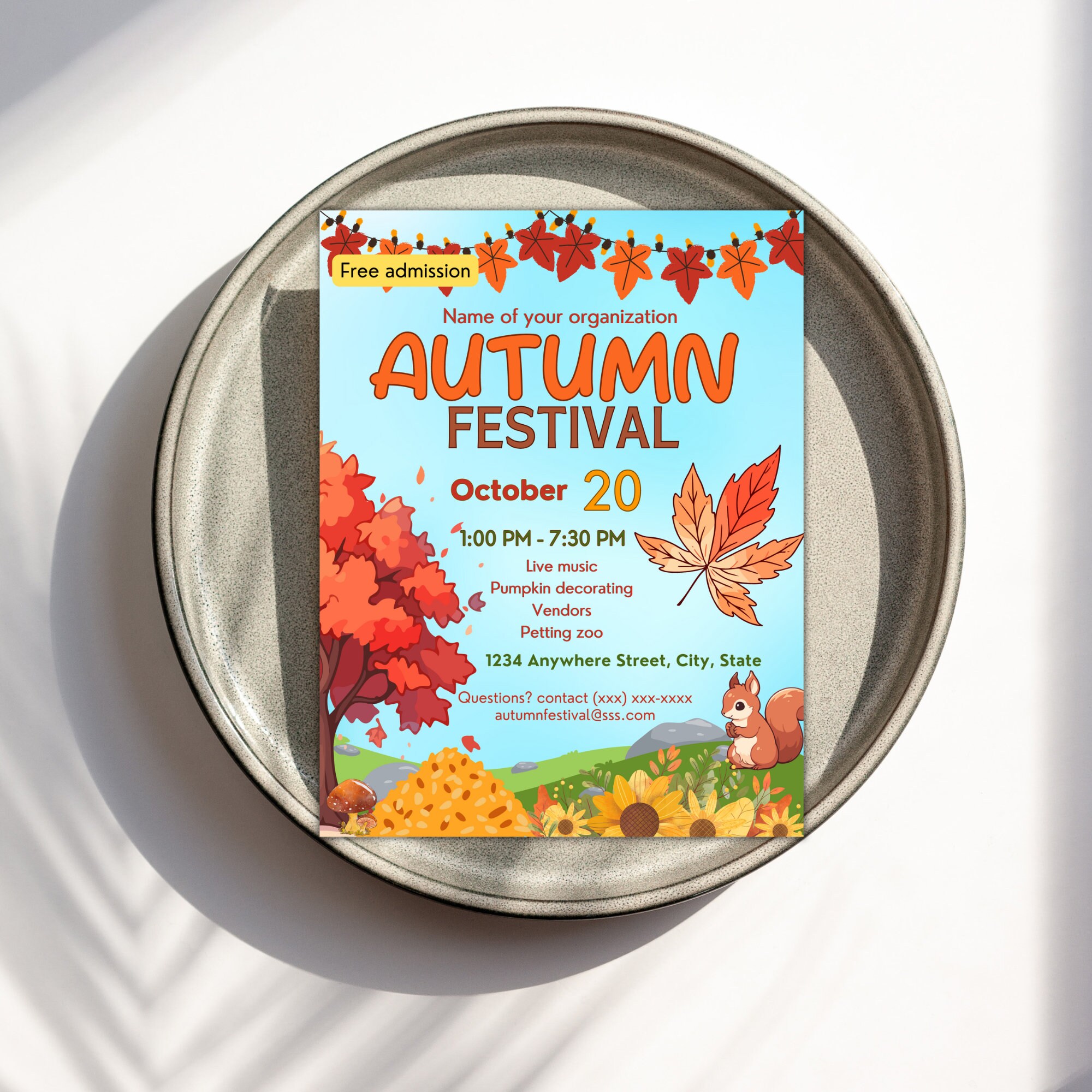 Autumn Festival Flyer Fall Invitation School Pto Pta Pumpkin Festival ...