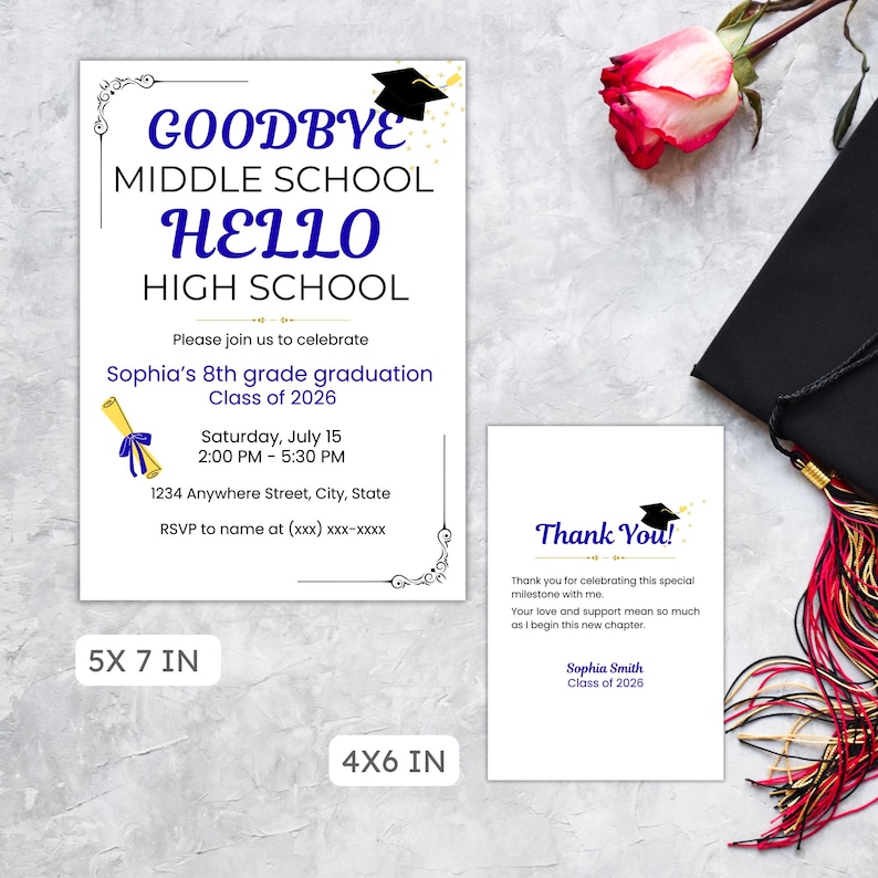 Goodbye Middle School Hello High School Invitation, Straight Outta, 8th ...