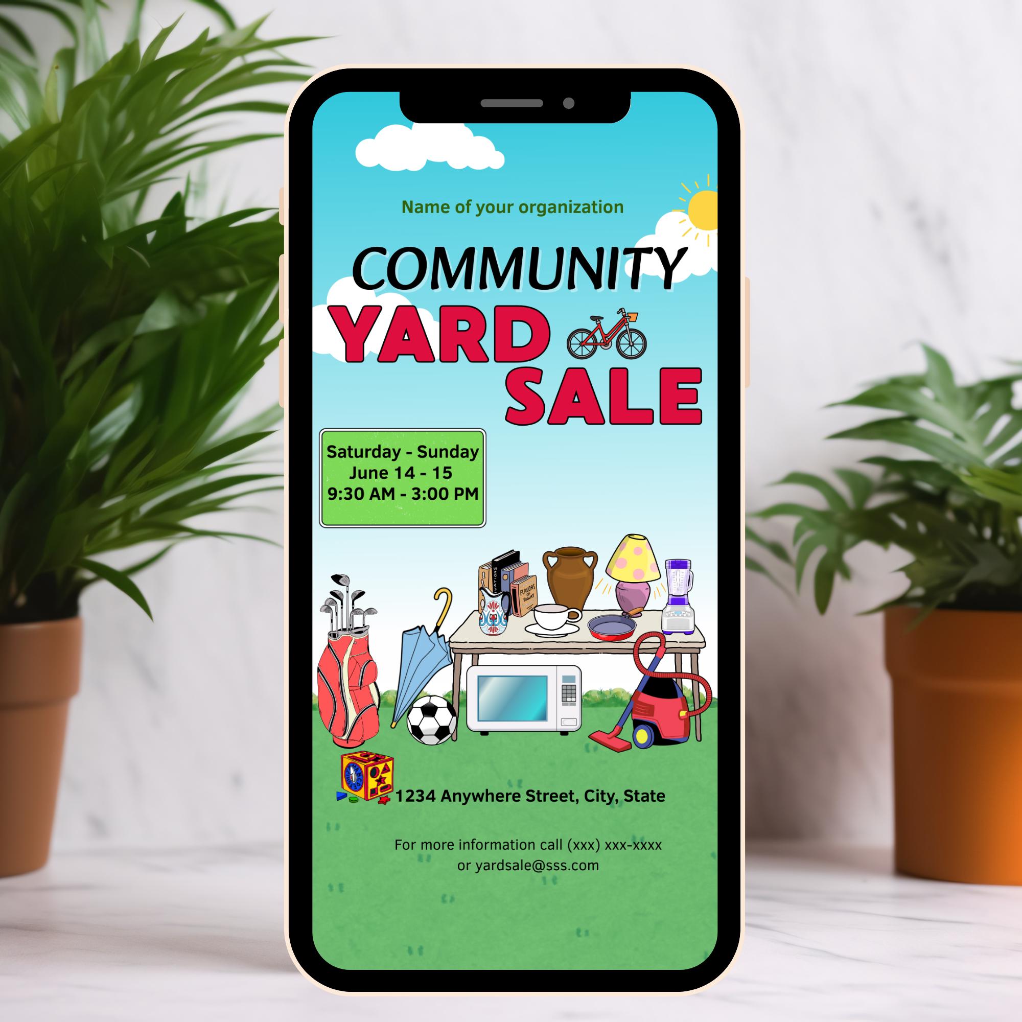 Community Yard Sale Flyer, Neighborhood Sale, Charity Event Invite ...