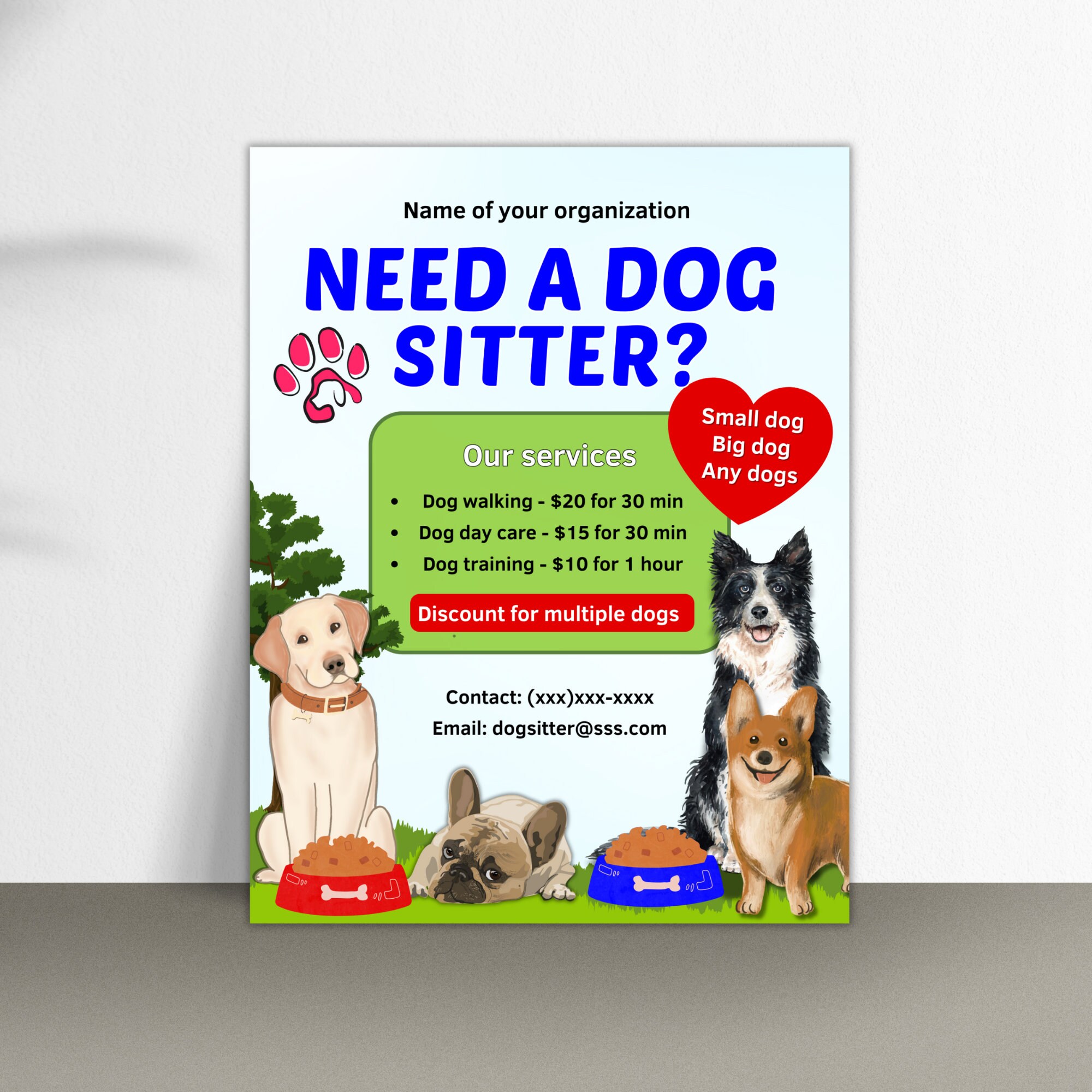 Dog Sitter Flyer Template: Pet Care Business Advertisement (digital ...