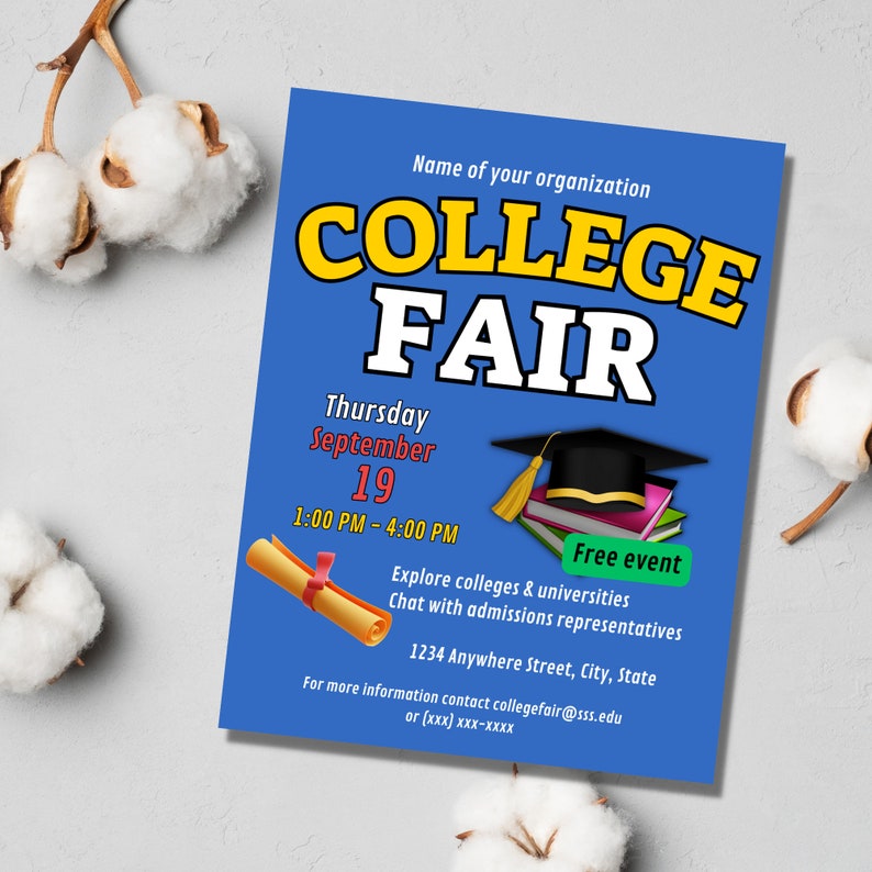 College Fair Flyer, Career Fair, Community School, College Graduation ...