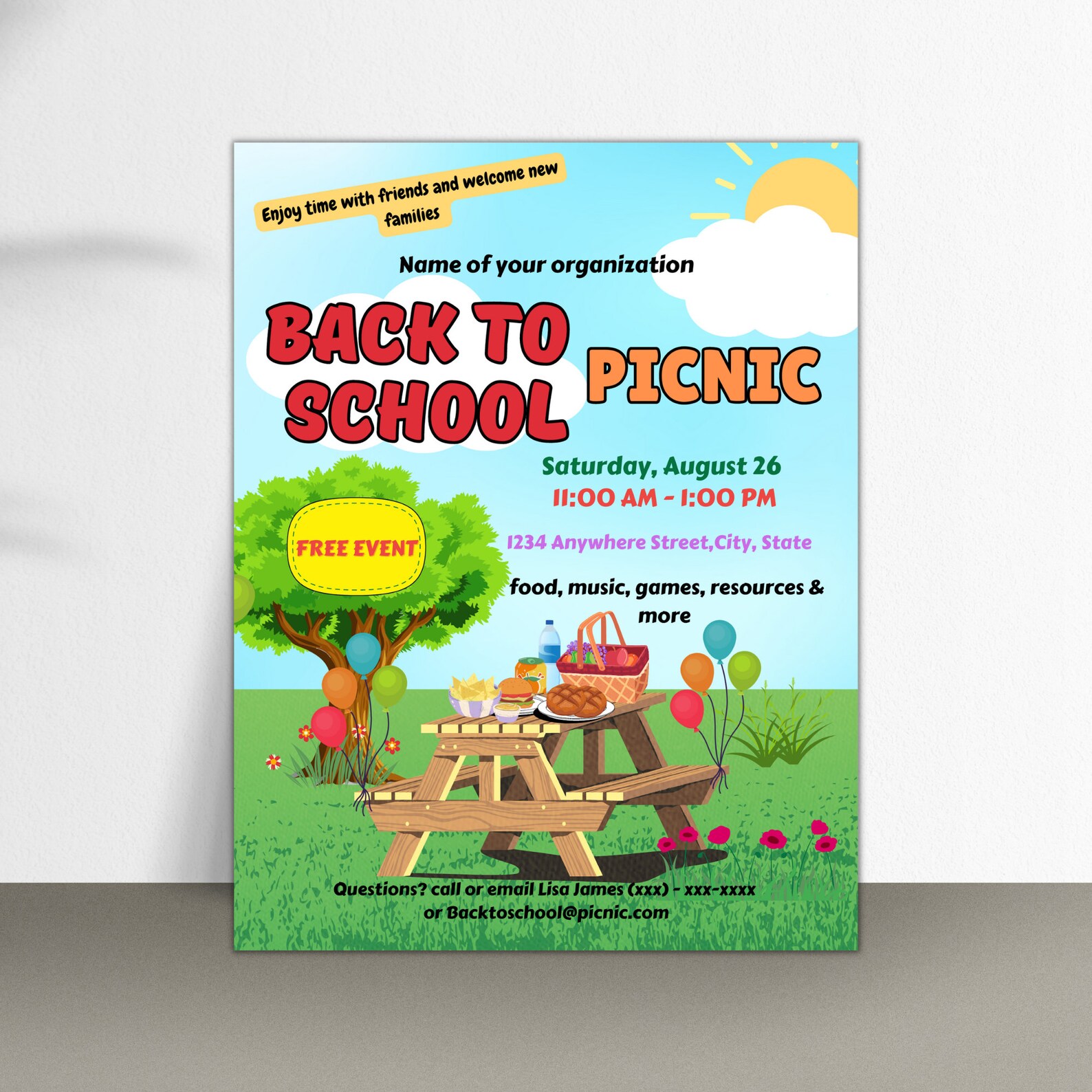 Back to School Picnic Flyer, Bbq Picnic, School Fundraiser, Grill Out ...