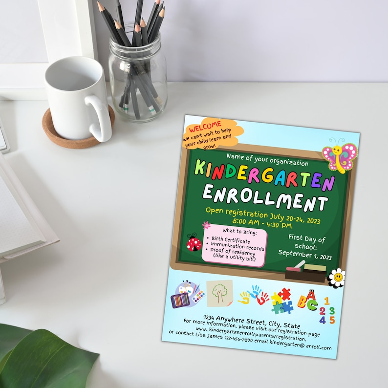 Kindergarten Enrollment Flyer Open Enrollment Pta Pto Flyer ...