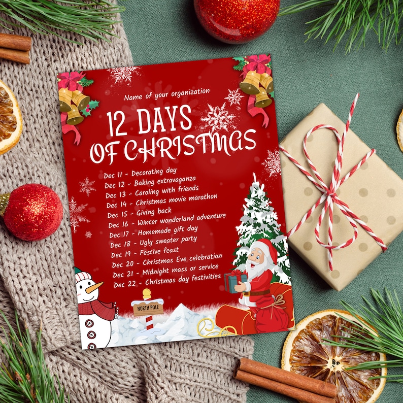 Editable 12 Days of Christmas Flyer: School PTO/PTA, Holiday Post ...