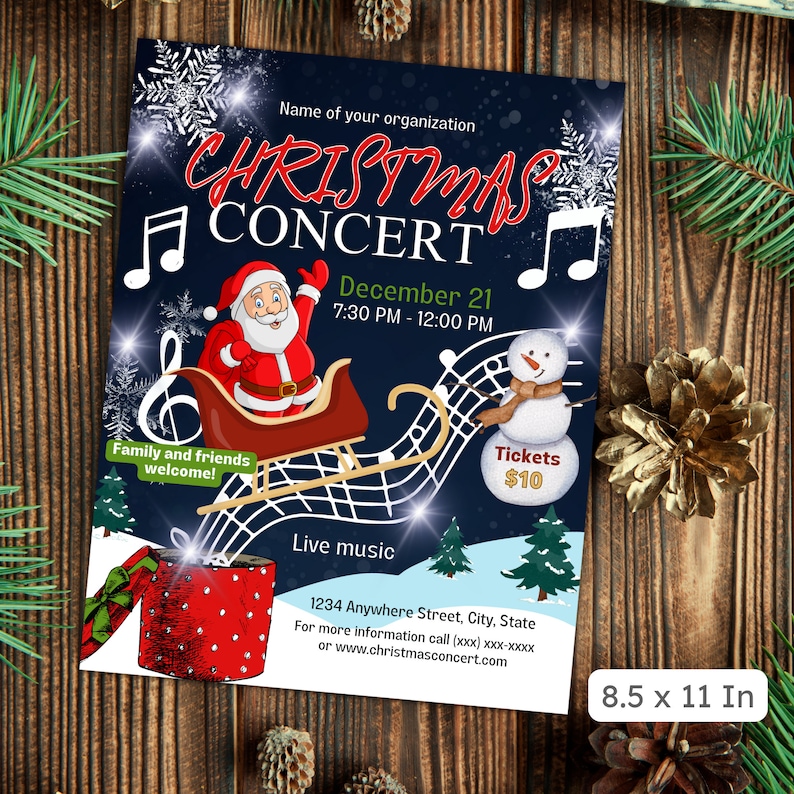 Christmas Concert Flyer, Church Invitation, Piano Recital, Fundraiser ...