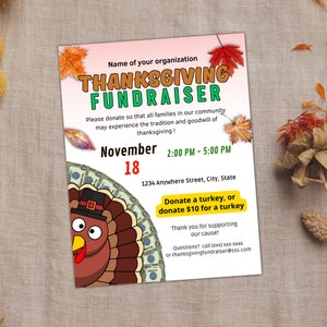 Thanksgiving Fundraiser Flyer Charity Event School Pto Pta Gratitude ...