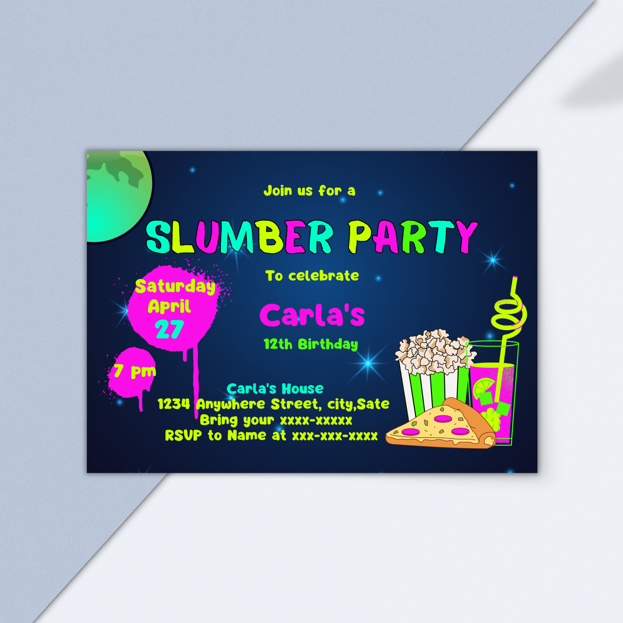 Slumber Party Invitation Slumber Party Invit Sleepover Party Invite