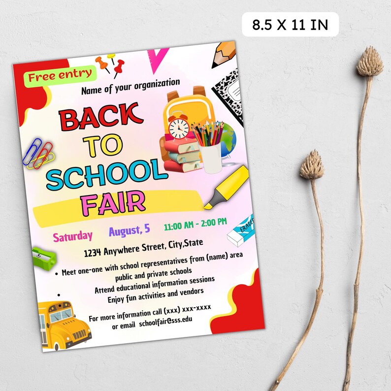 Back to School Fair Flyer, School Fundraiser, Community Event, Summer ...